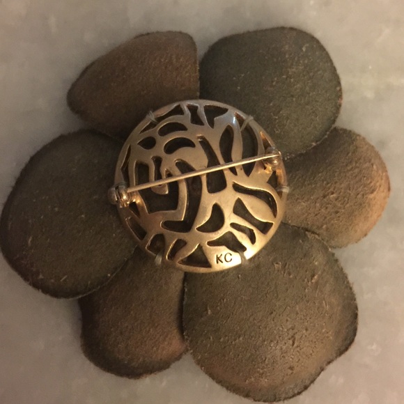 Kenneth Cole | Jewelry | Kenneth Cole Leather Beaded Flower Pin Brooche ...